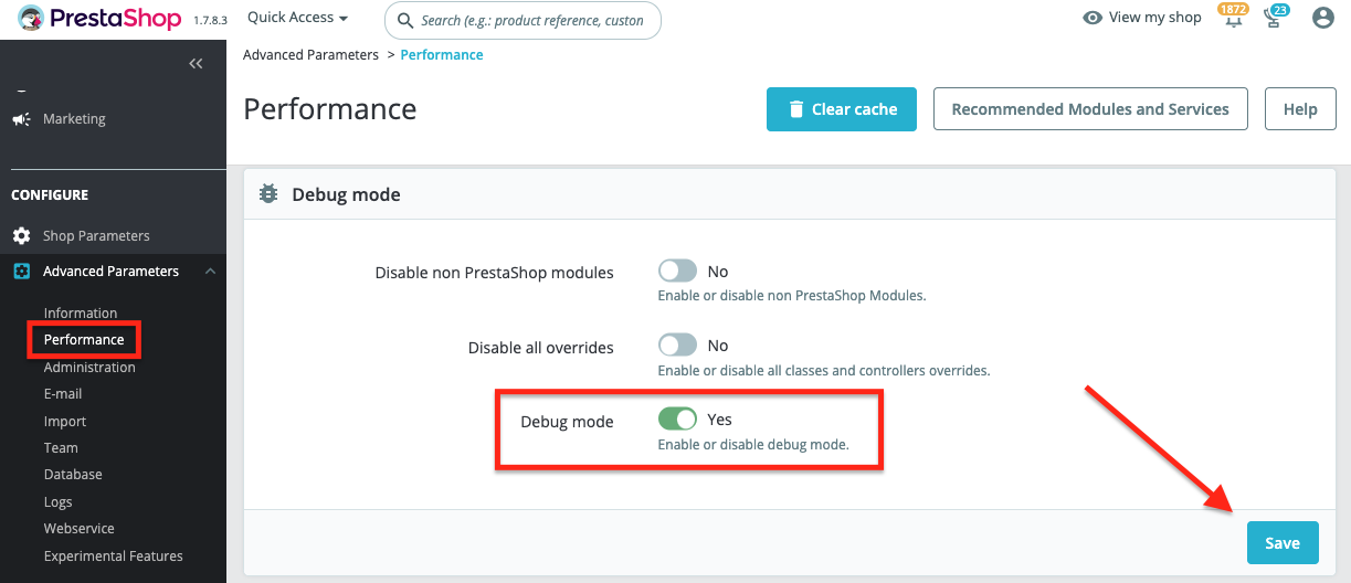 Prestashop 17 How To Enable Debug Mode Migrationpro Prestashop Upgrade And Migrate Modules